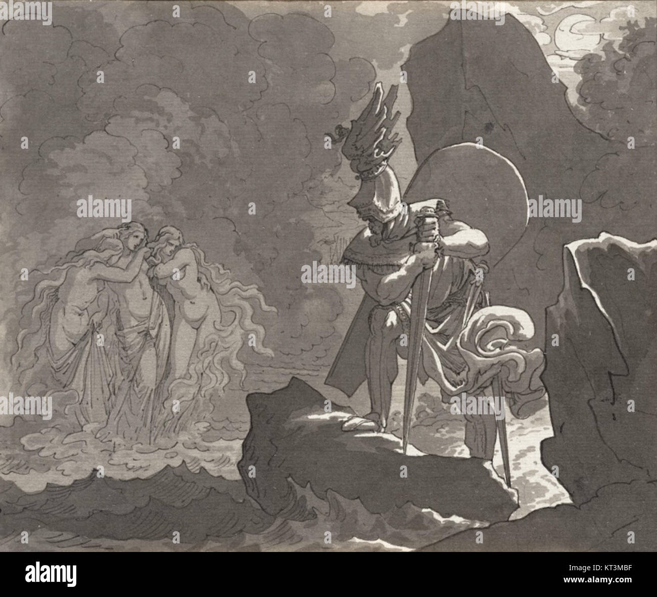 This ink and wash artwork by Ferdinand Fellner depicts the mythical ...