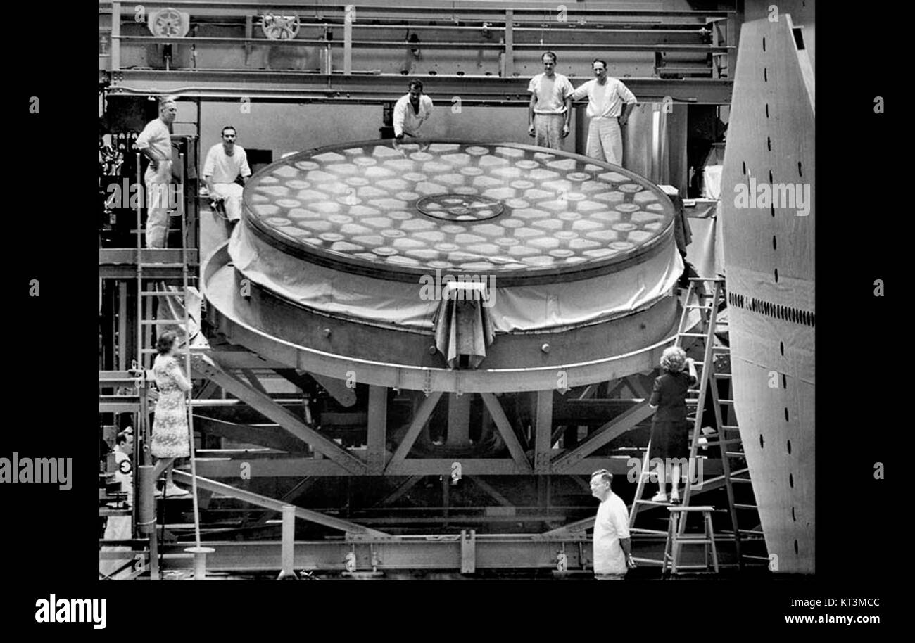 The Hale telescope mirror, shown during the grinding process in 1945 ...