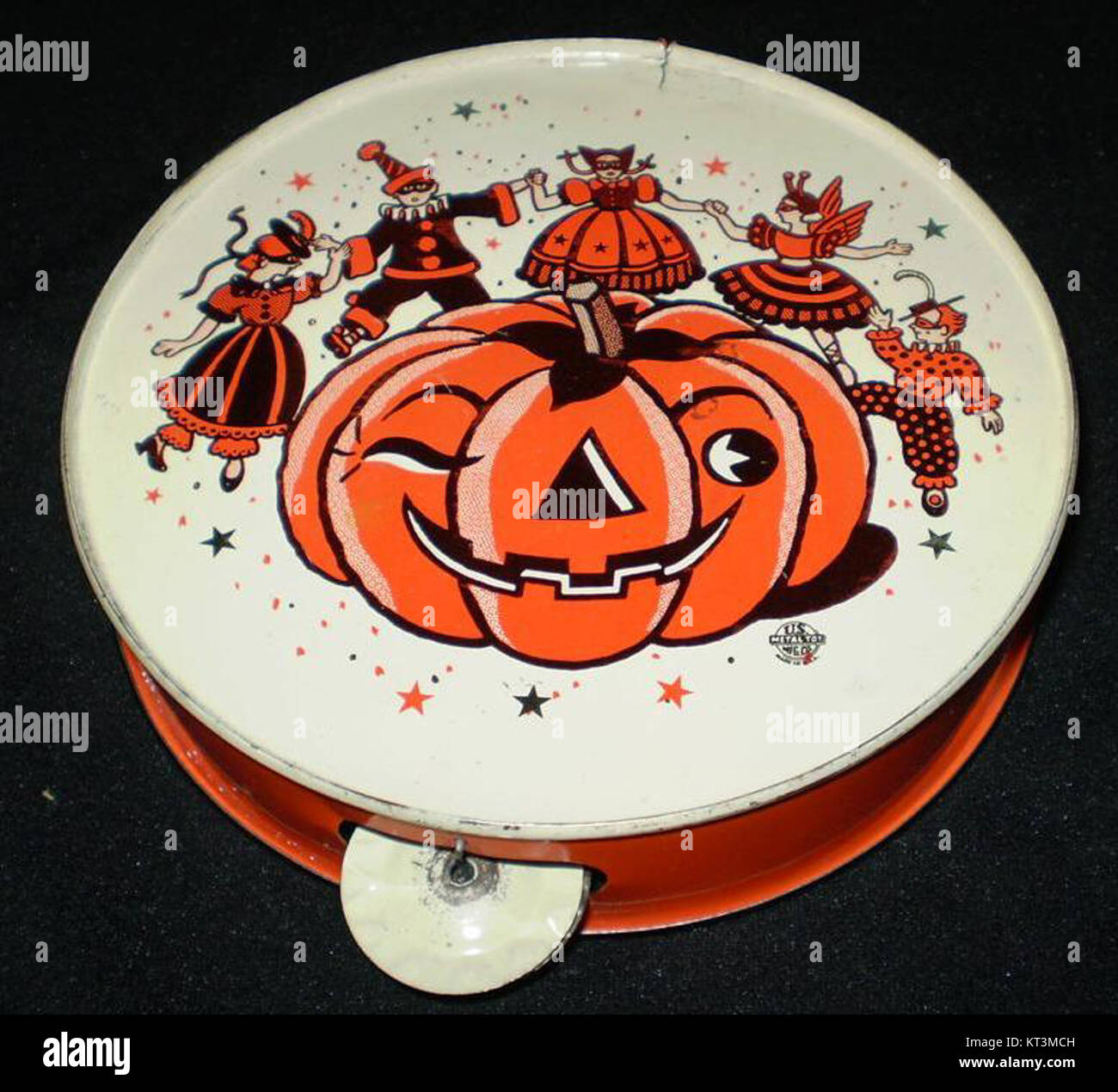 This vintage Halloween illustration captures the classic symbols and ...