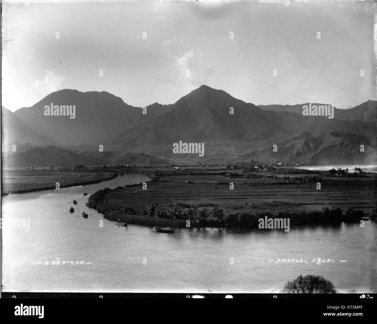 This photograph captures the scenic beauty of Hanalei, a town in Kauai ...