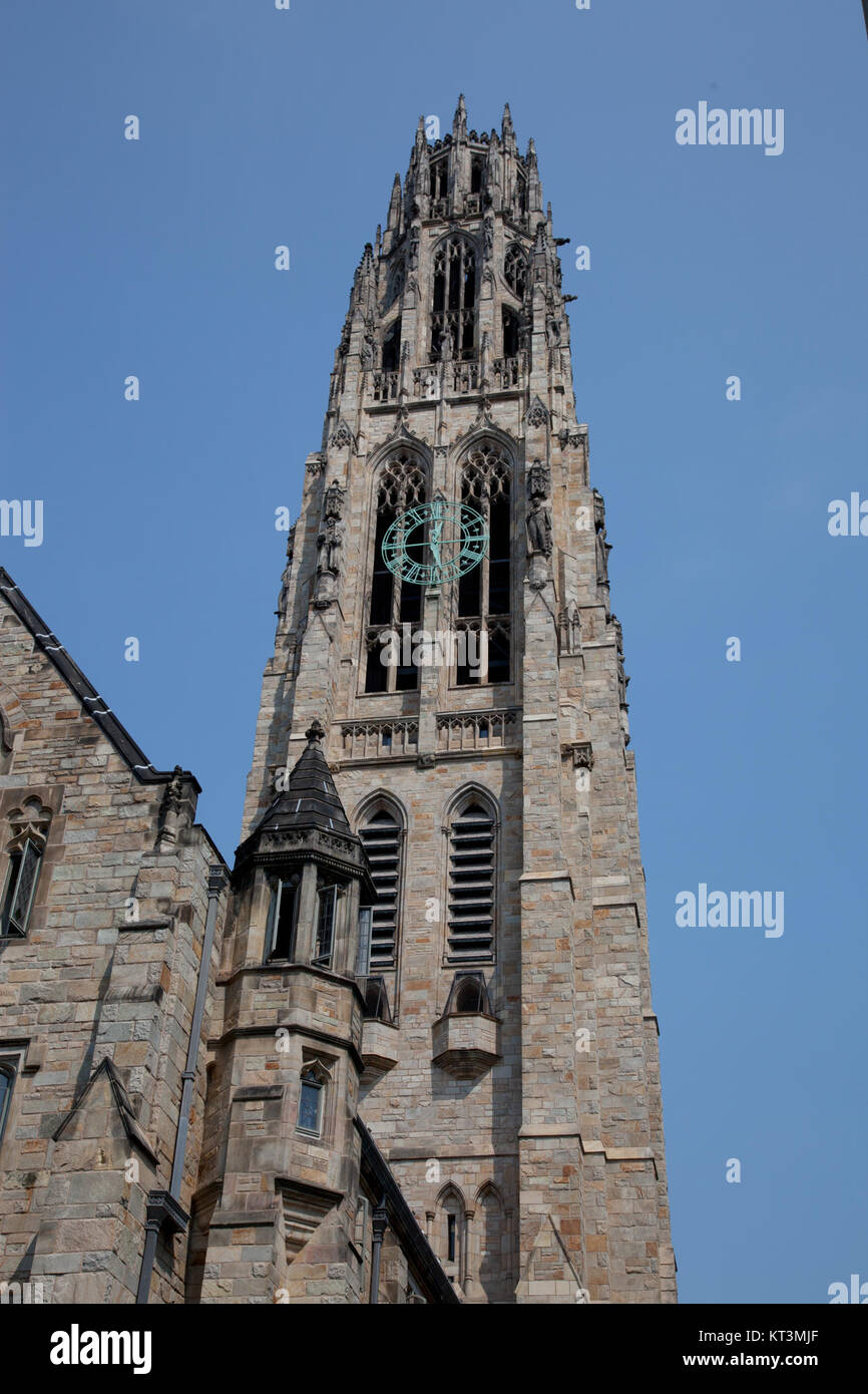 Harkness Tower, located at Yale University, is a prominent Gothic-style ...