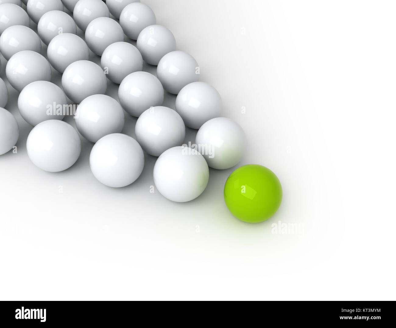 Leadership concept, green leader ball, standing out from the crowd on ...