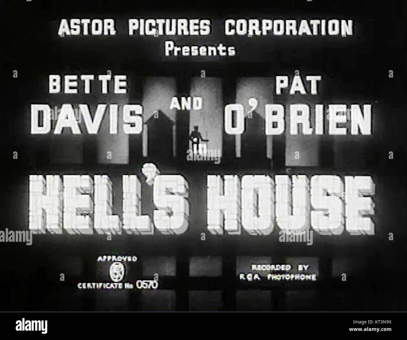 Title card from the 1932 film 'Hell's House', starring Junior Durkin and Bette Davis, depicting ...