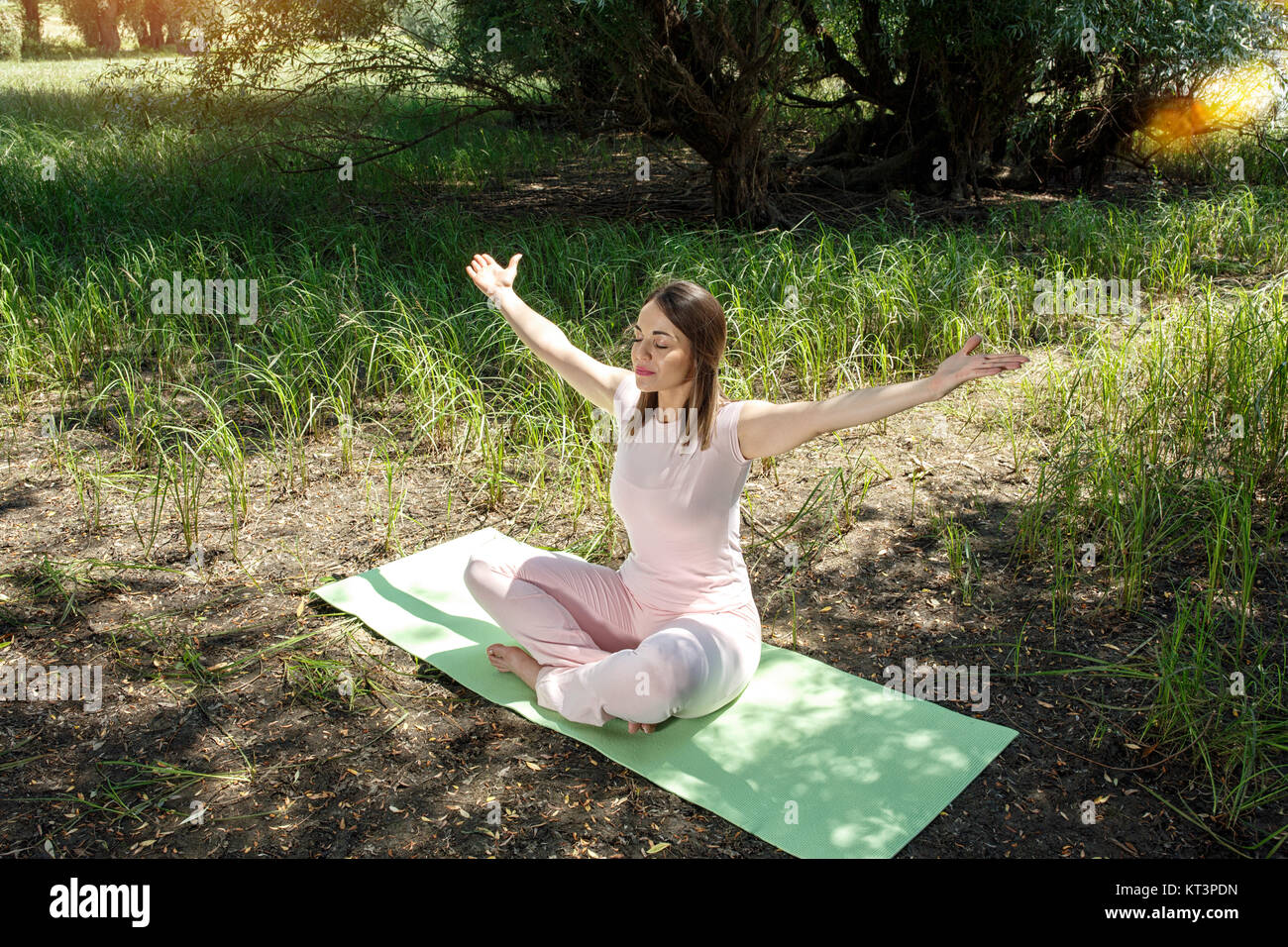 balance for your life - practicing yoga in nature Stock Photo - Alamy