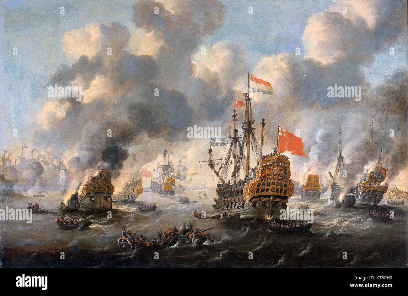This painting depicts the Dutch destruction of the English fleet off ...