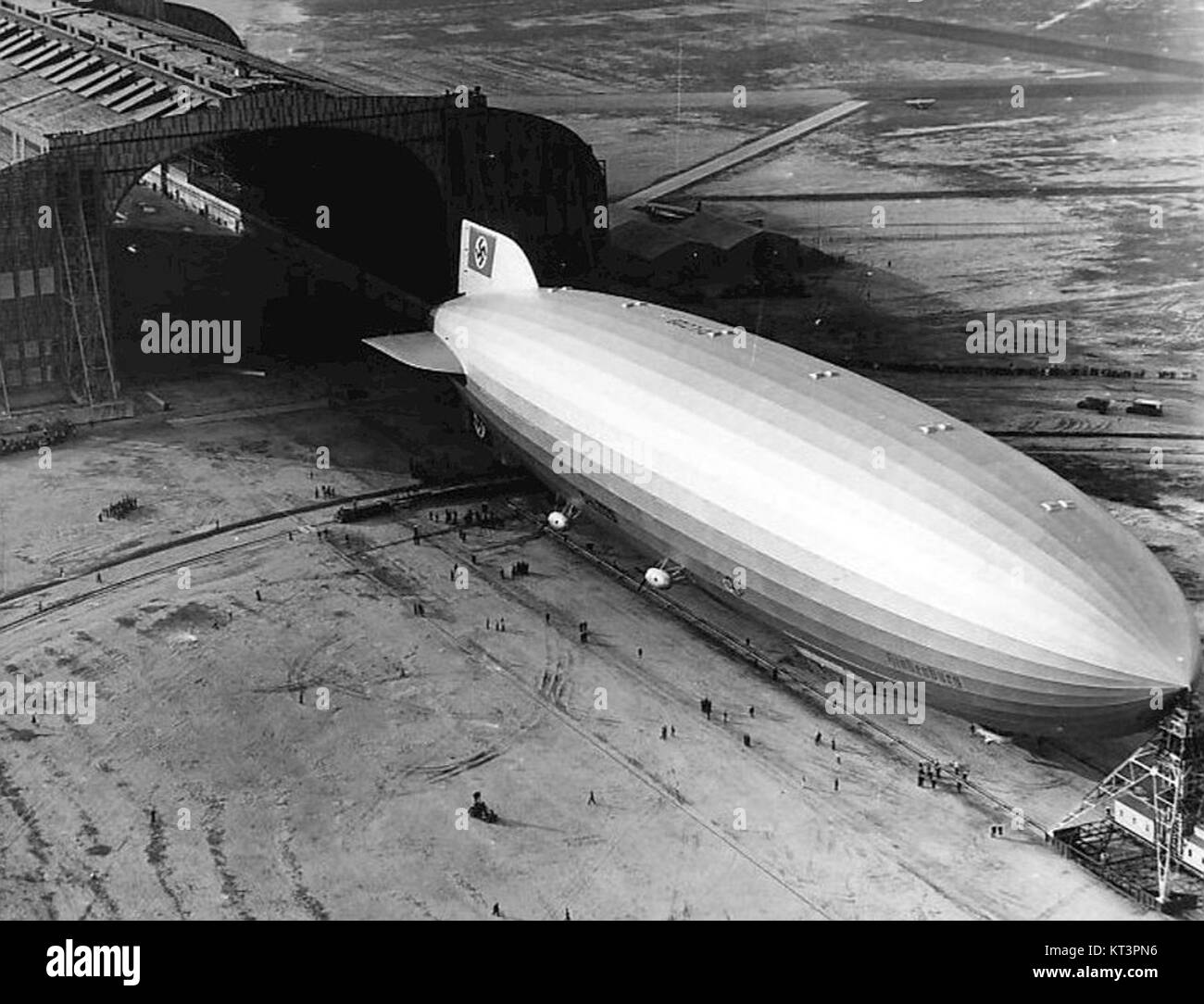 The Hindenburg, a German passenger airship, is shown entering its ...