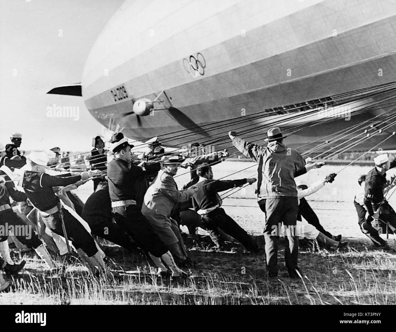 The Hindenburg, a German airship, is seen mooring at Lakehurst, New ...