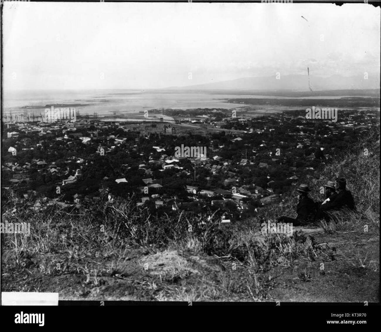 This photograph captures the view of Honolulu from Punchbowl, a dormant ...