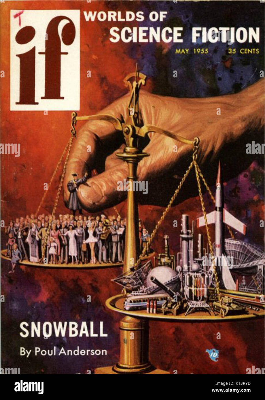 The cover of the May 1955 edition of 'If' magazine, a publication known ...