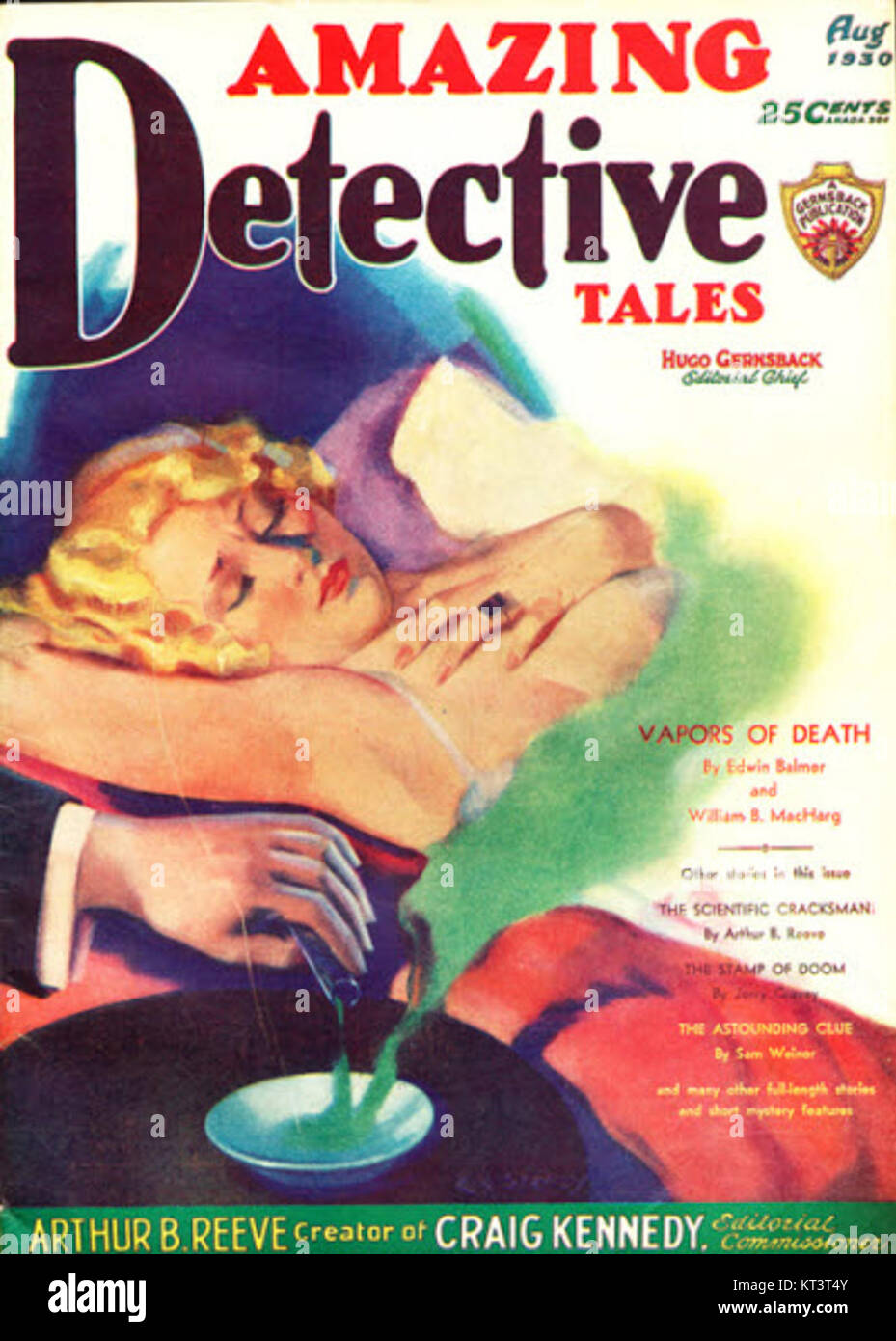 A vintage magazine cover from August 1930 featuring a detective story ...
