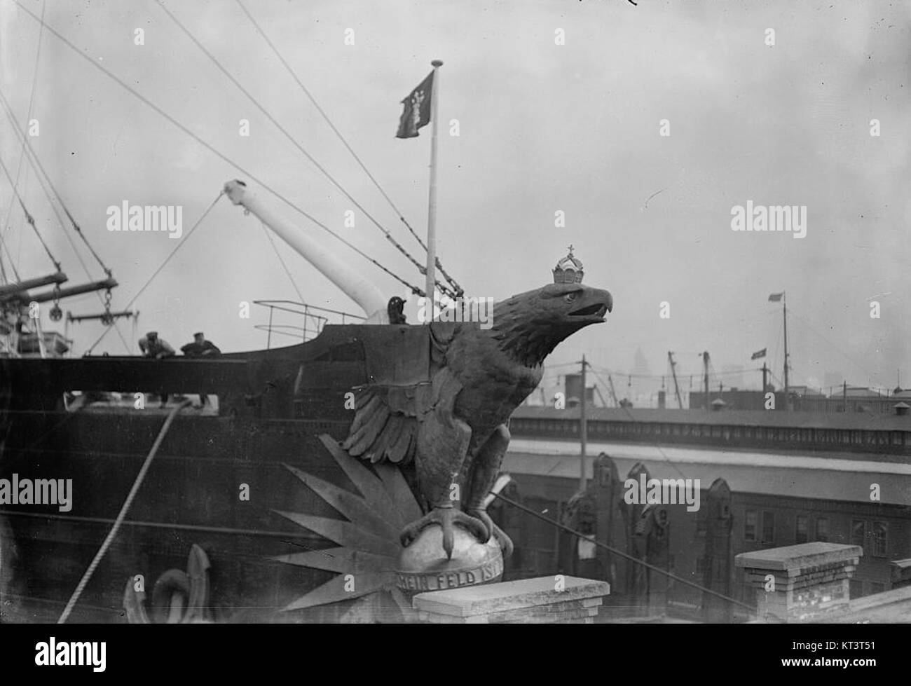 This image depicts the damaged eagle from the Russian Imperial ship ...