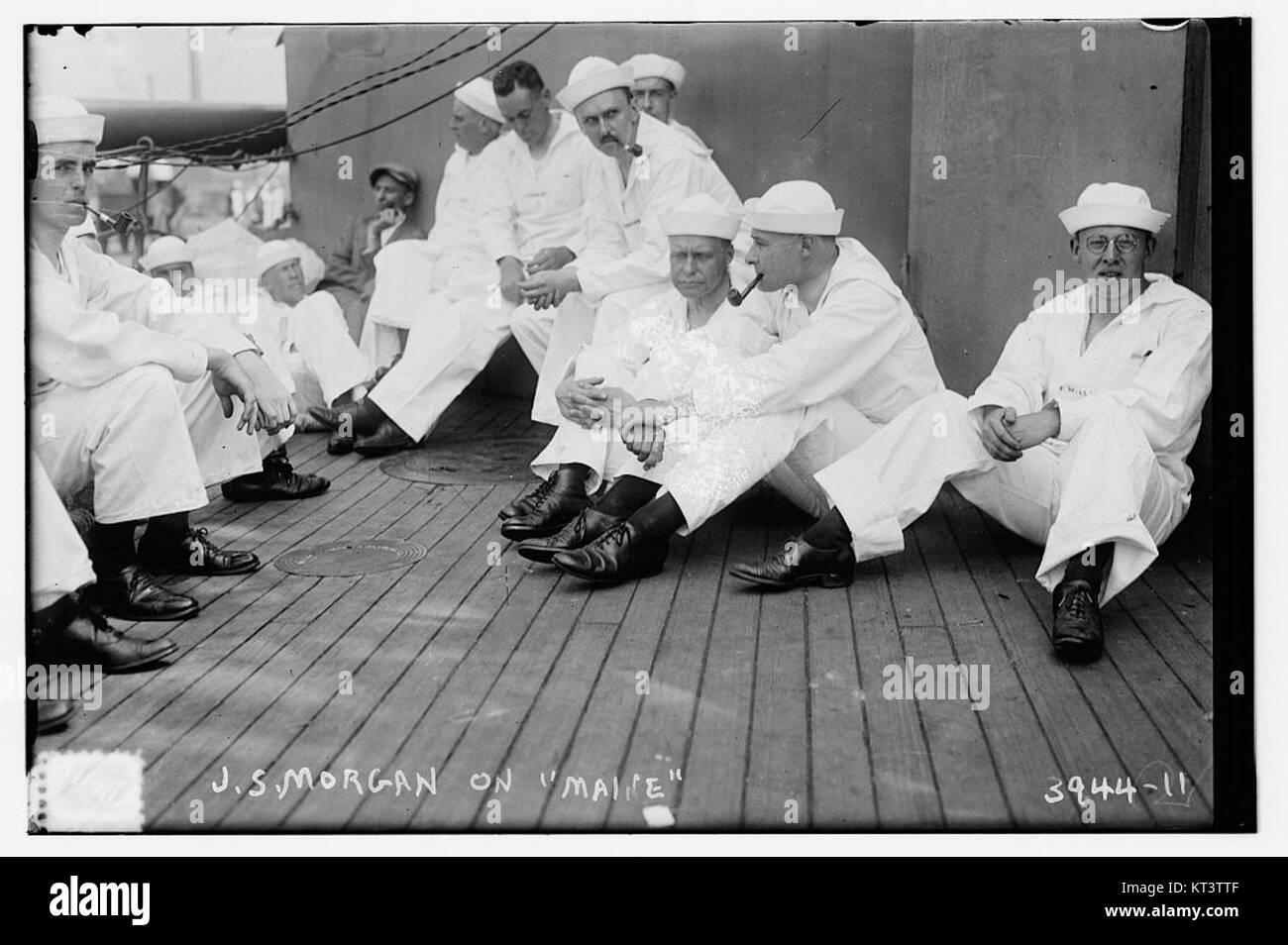 This photograph shows J.S. Morgan on the ship Maine, likely depicting a ...