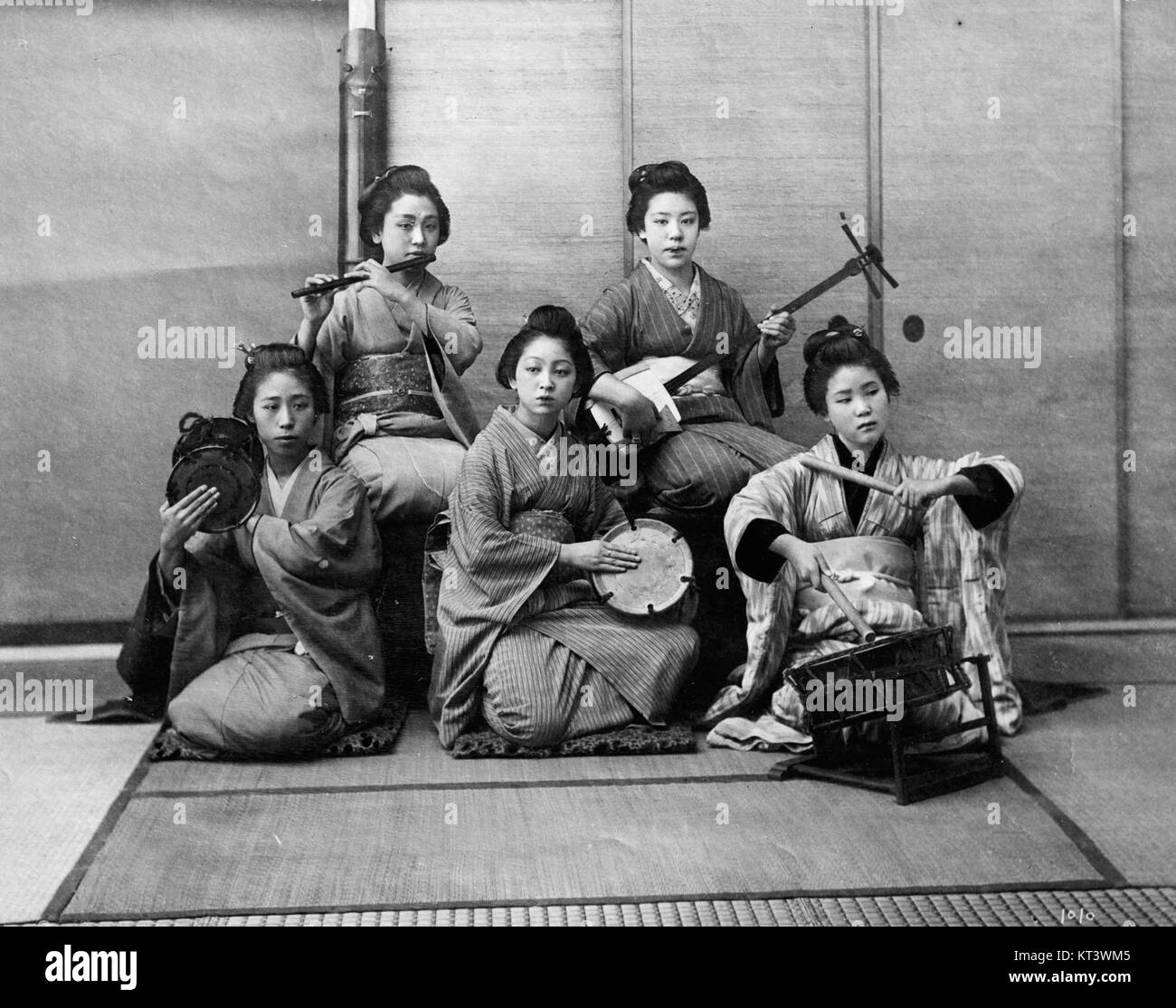 This image features Japanese women musicians performing traditional ...