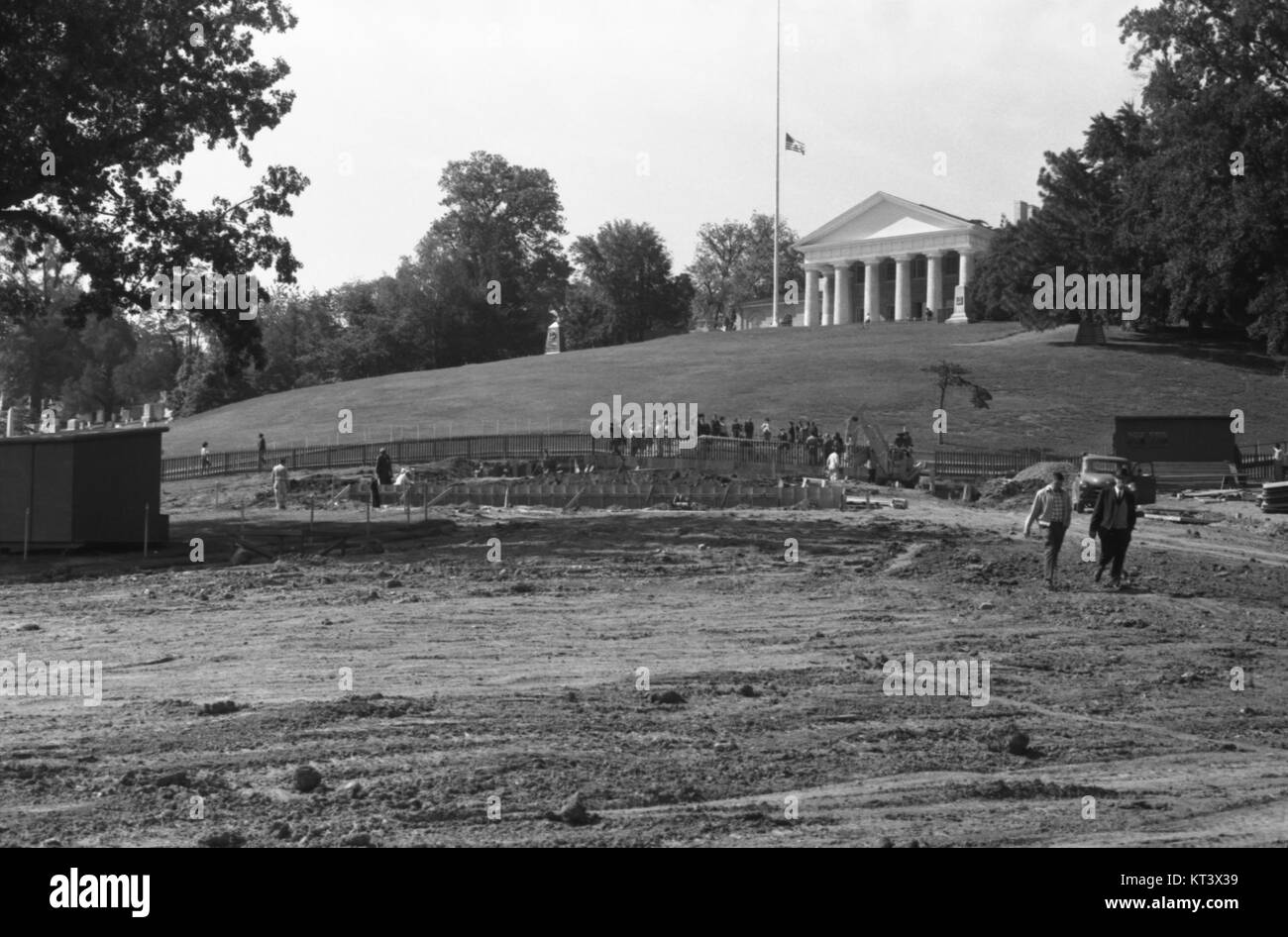 Construction of the grave site for President John F. Kennedy in 1965 ...