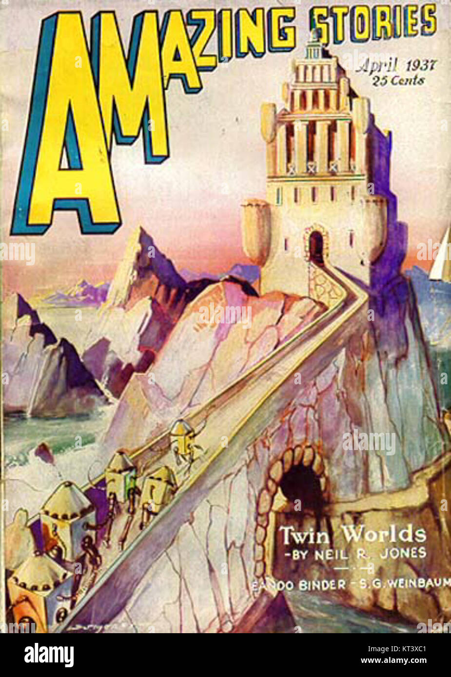 Cover of 'Amazing Stories' magazine, April 1937 issue, featuring a ...