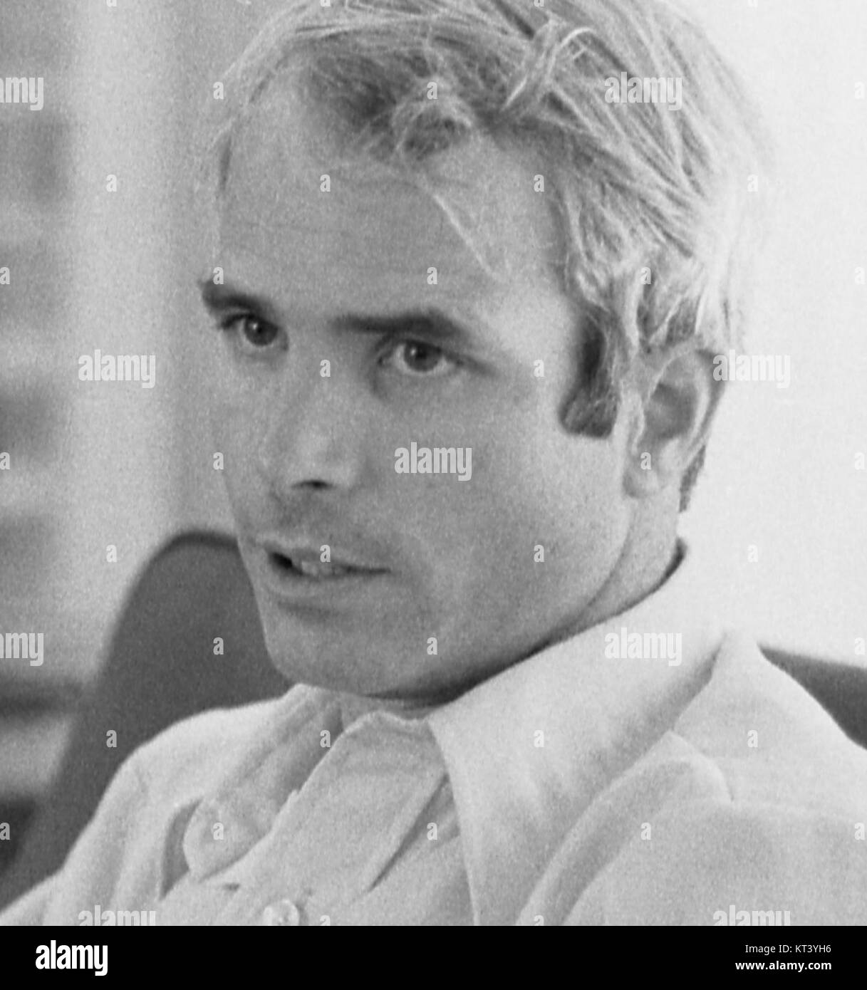 This image features a cropped portrait of John McCain, an American ...