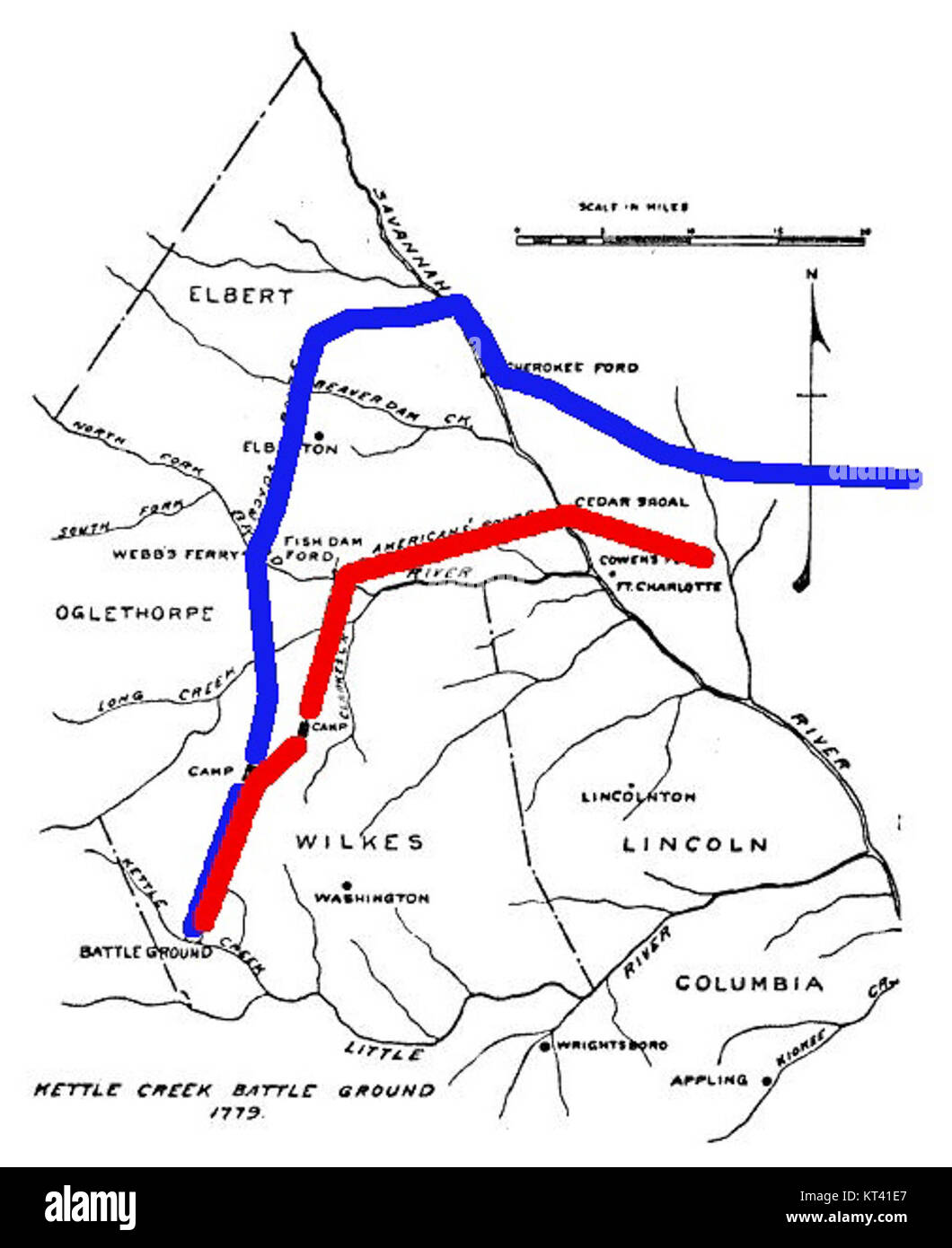 A map or diagram illustrating the arrival routes to Kettle Creek ...