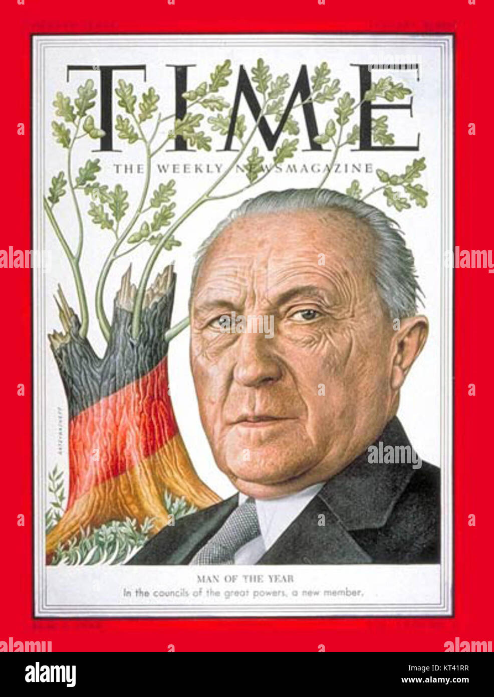 This image features Konrad Adenauer, Chancellor of West Germany ...