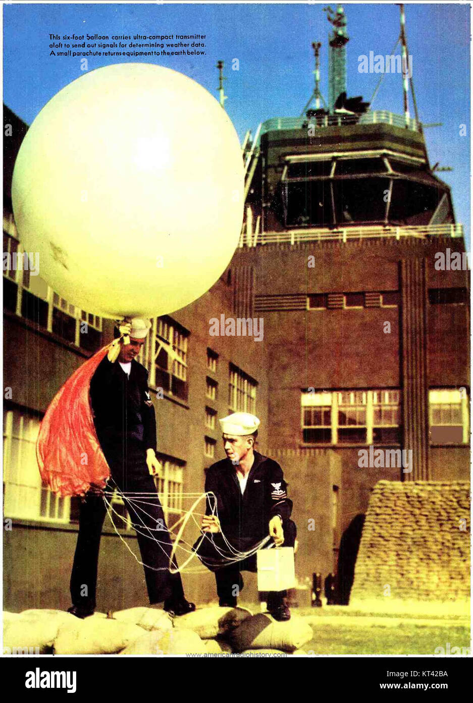 This image depicts the launch of a radiosonde in 1943, a device used ...