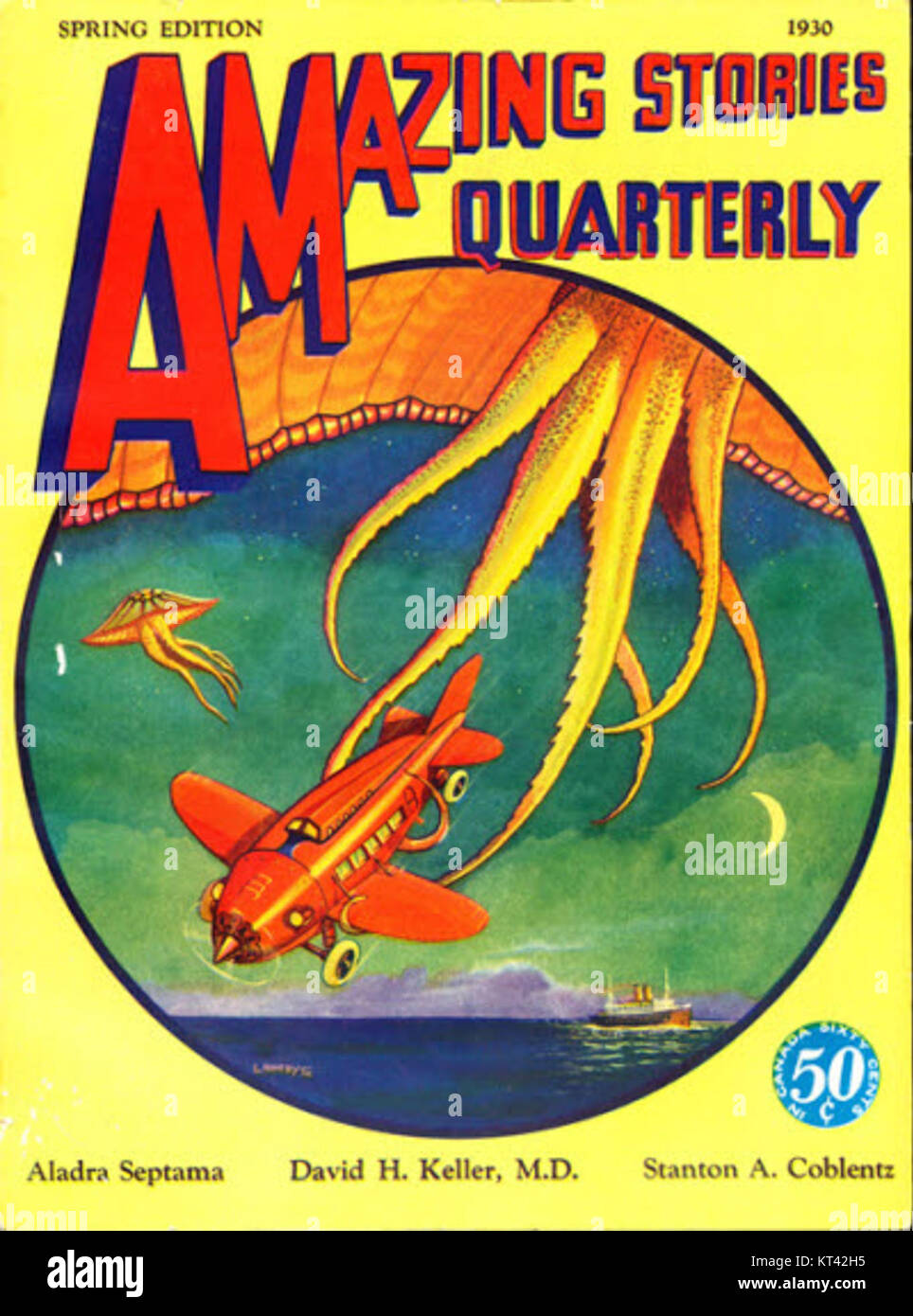 Cover of *Amazing Stories Quarterly* from Spring 1930. The magazine is ...