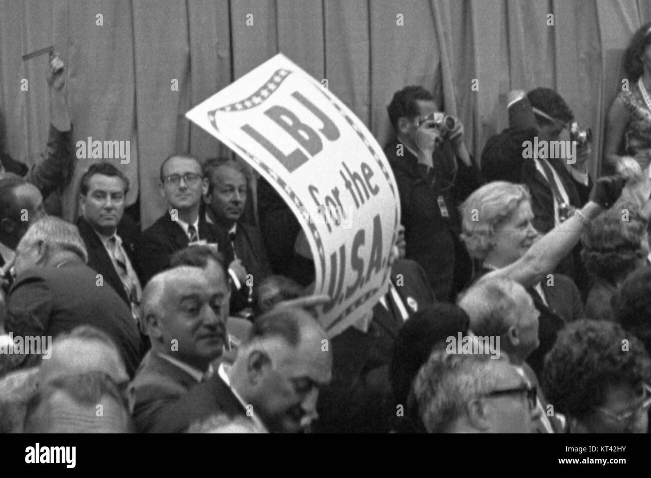 This photograph shows Lyndon B. Johnson (LBJ) at the 1964 Democratic ...