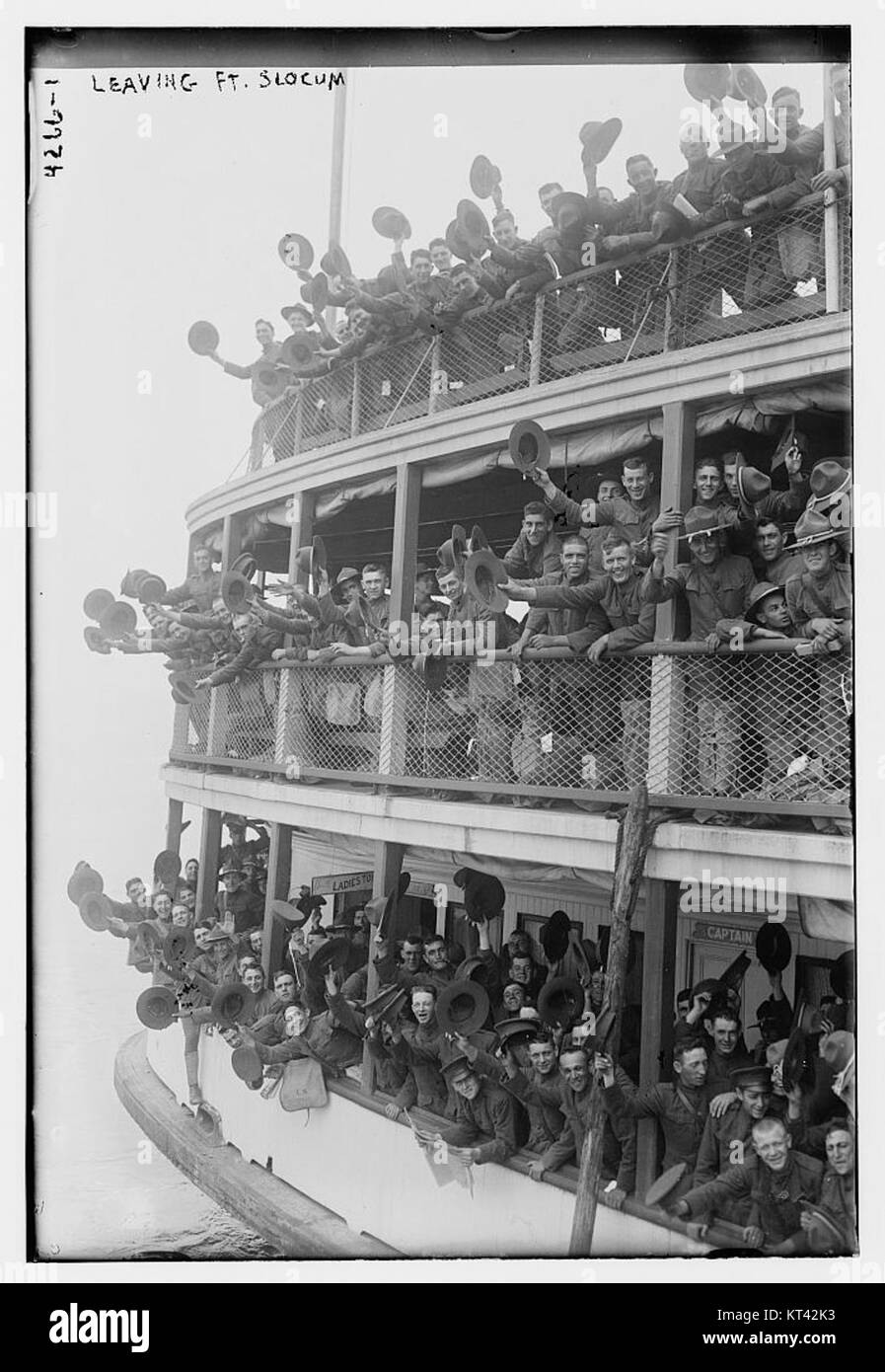 This photograph captures a moment of departure from Fort Slocum, a ...