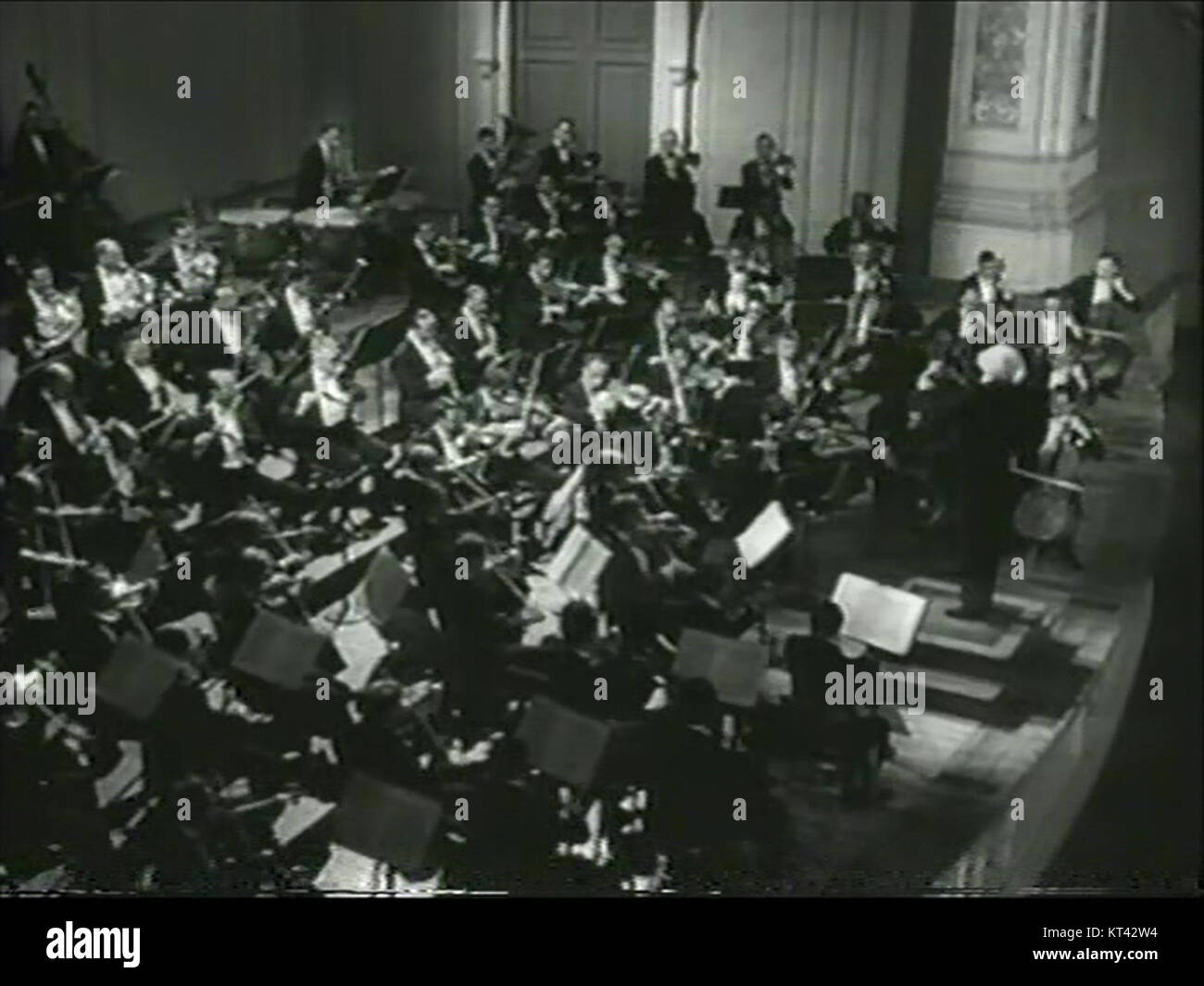 A 1947 image of conductor Leopold Stokowski at Carnegie Hall ...