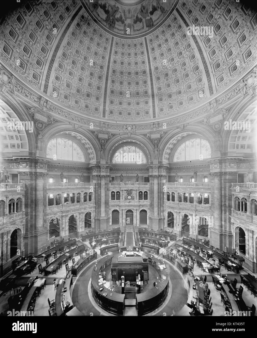 A photograph or reference to the Main Reading Room of the Library of ...