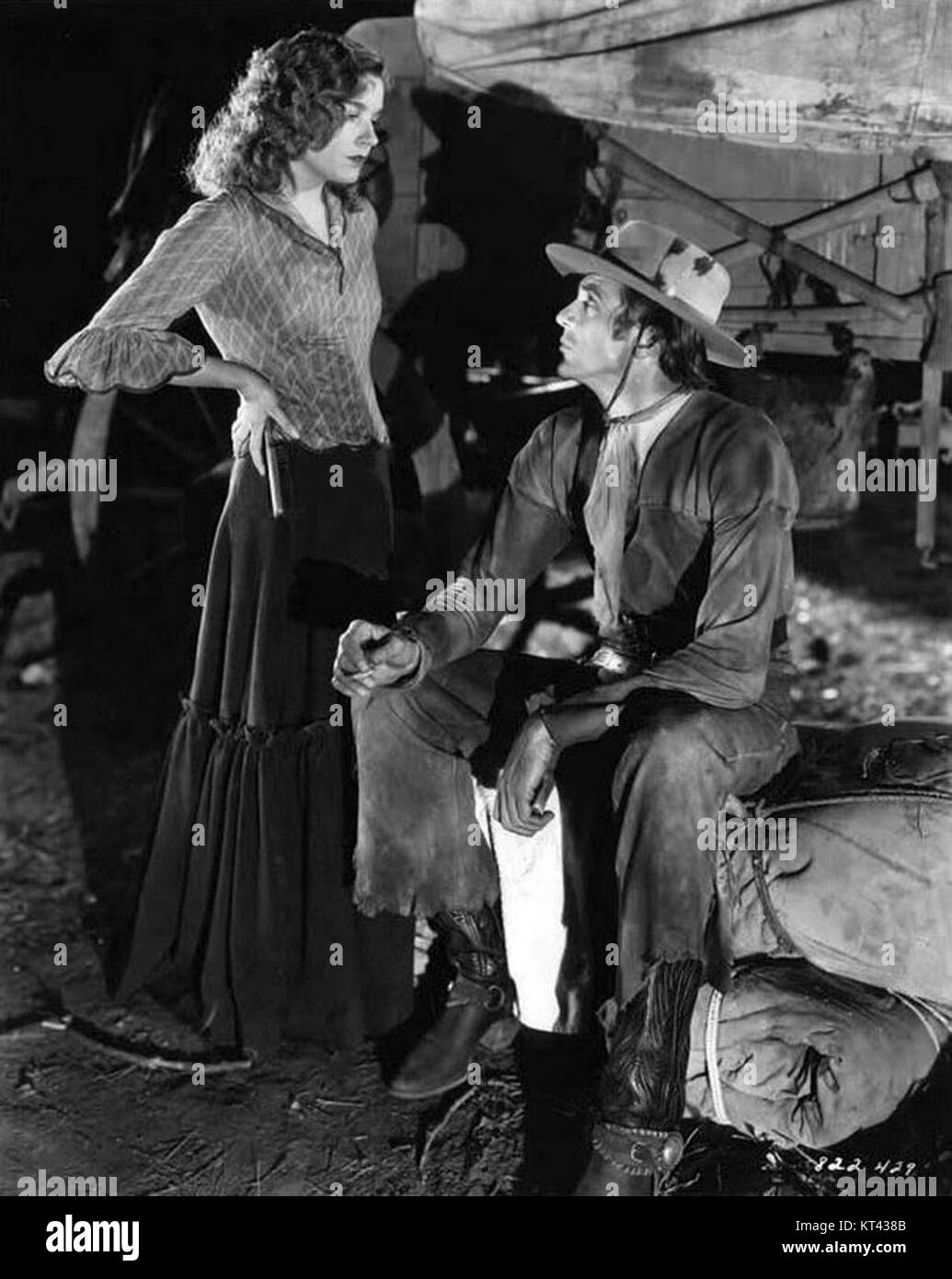 A scene from the 1931 film *Fighting Caravans*, featuring actresses ...