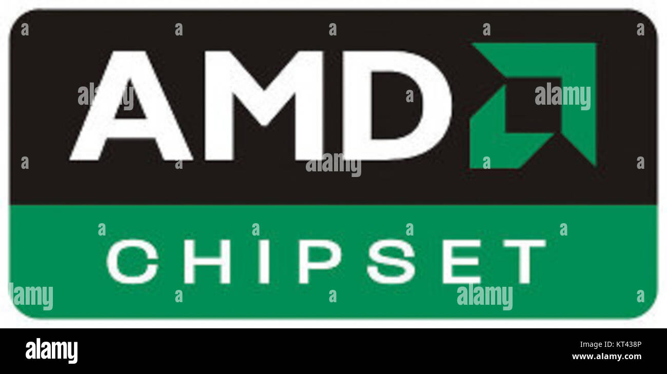 The logo of AMD chipsets, a prominent component manufacturer in the ...