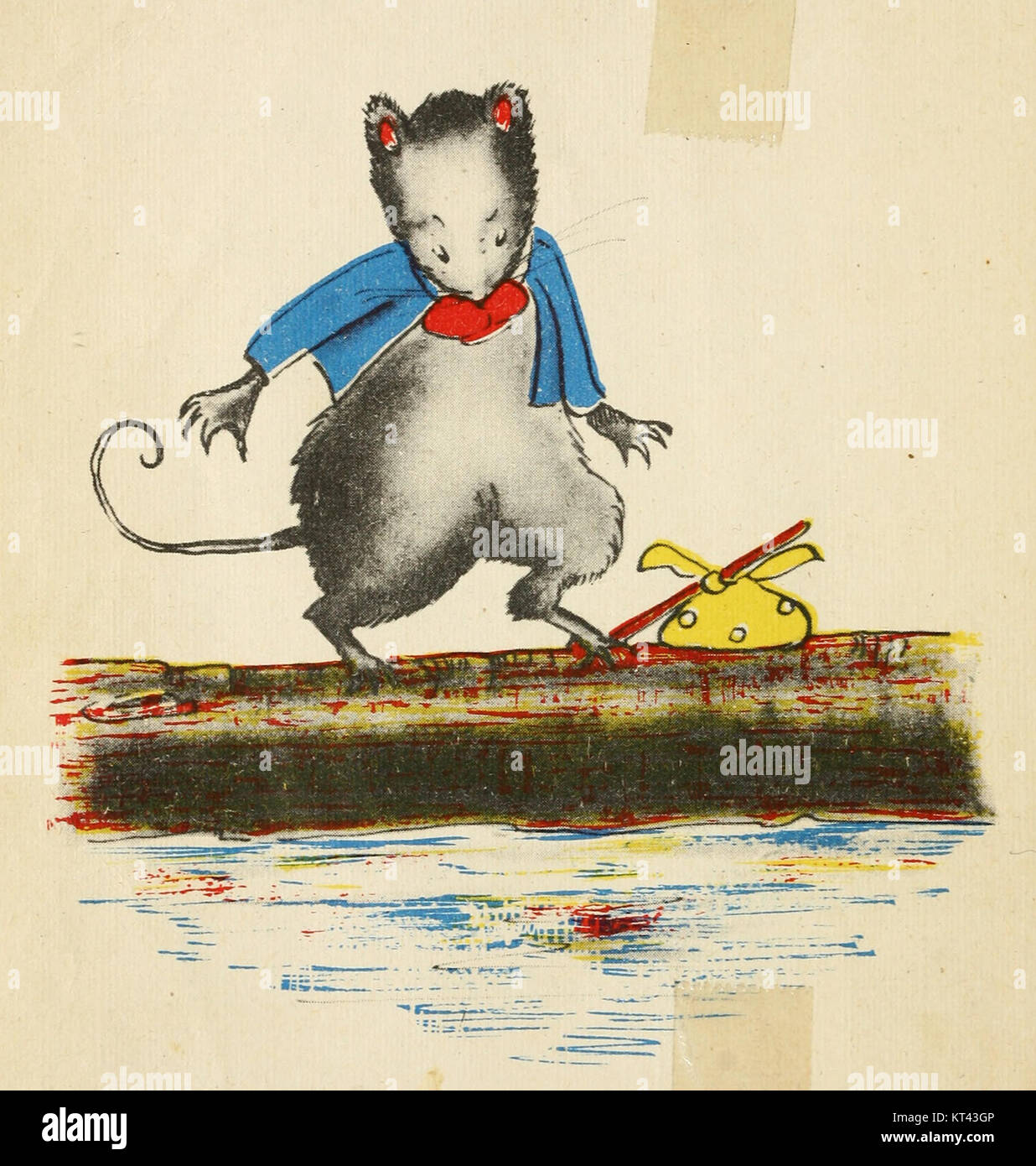 'Little Gray Mouse - On the Wet Log (28)' is an illustration depicting ...