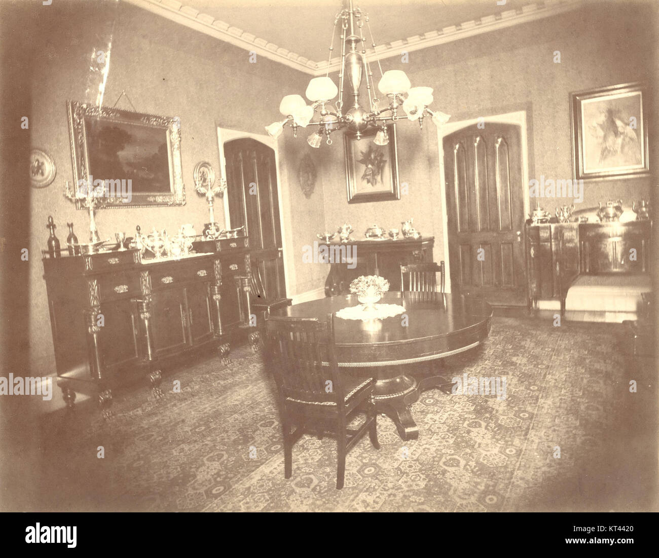 Loudoun House, interior; dining room, 1903 Stock Photo - Alamy