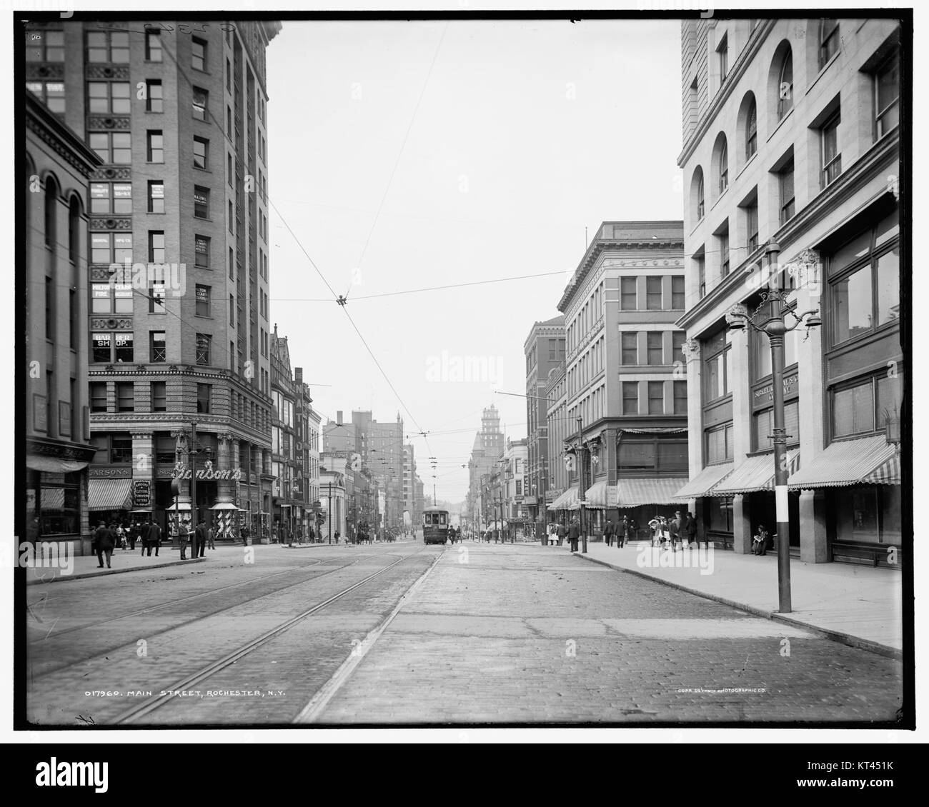Main Street in Rochester, New York, captured in a historical image. The ...