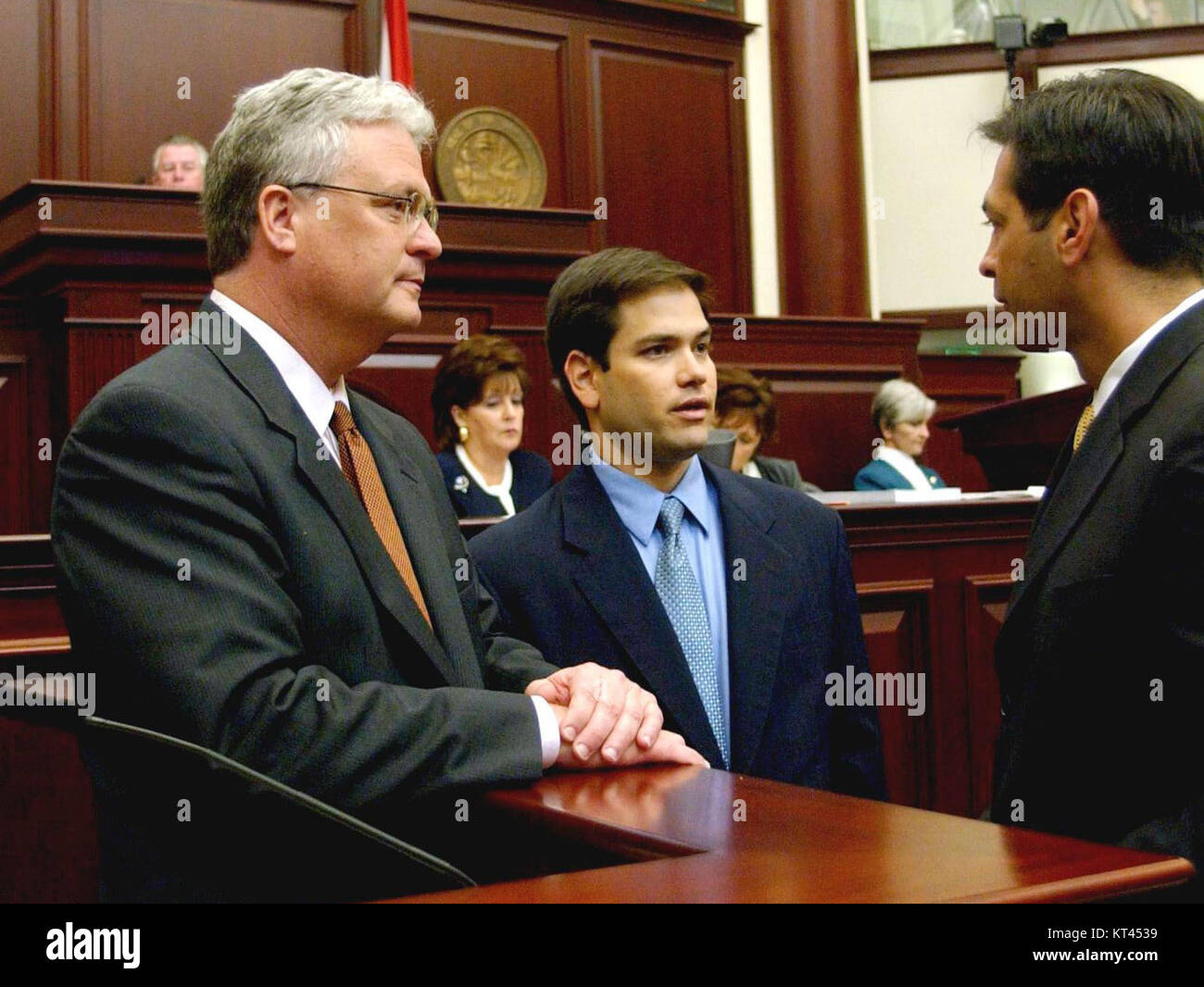 The image shows Majority Leader Marco Rubio from Miami with Speaker ...
