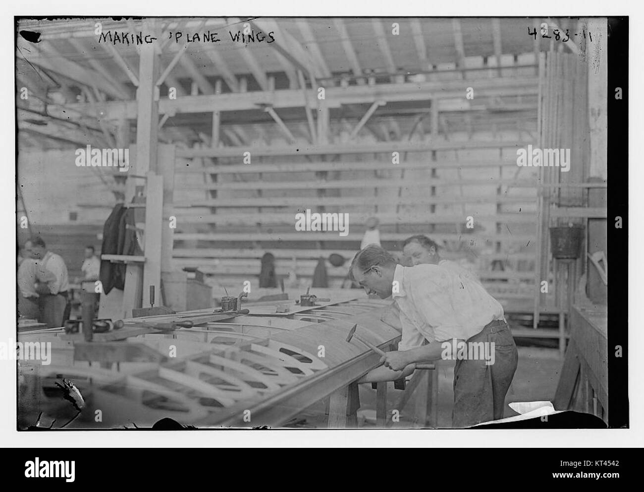 This image shows the production of airplane wings, a key part of ...