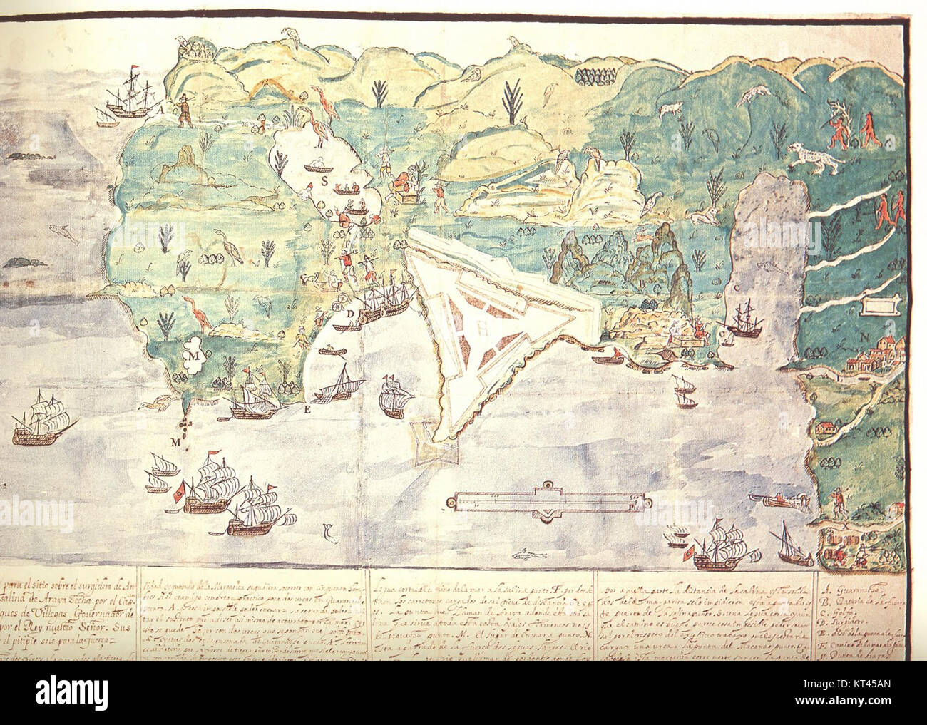 The 17th-century map of the Araya Peninsula offers a historical view of ...