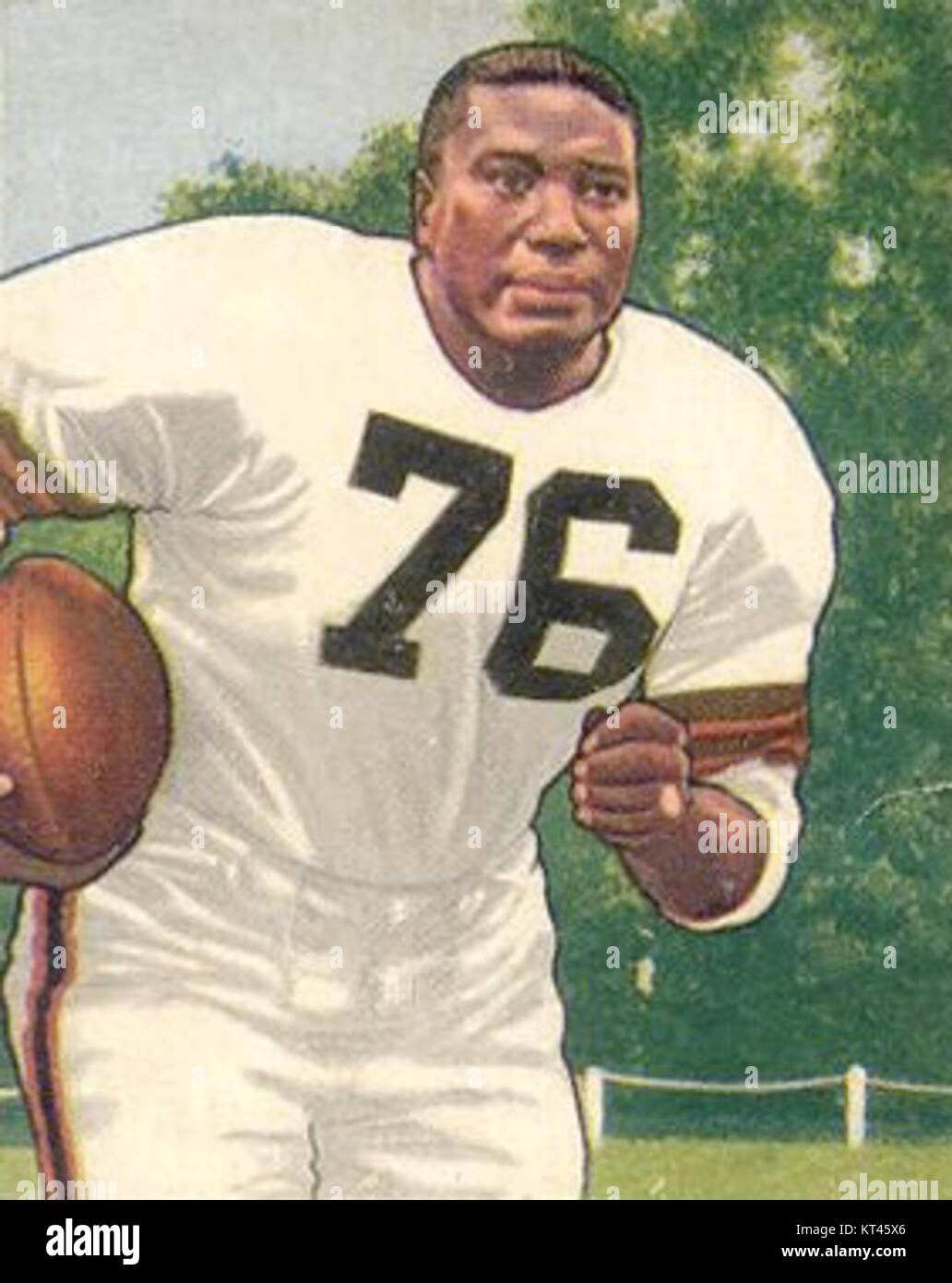 This 1950 football card features Marion Motley, a prominent American ...