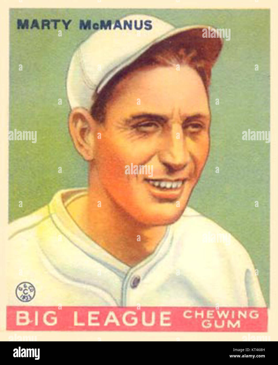 A 1930s Goudey baseball card featuring Marty McManus, a former ...