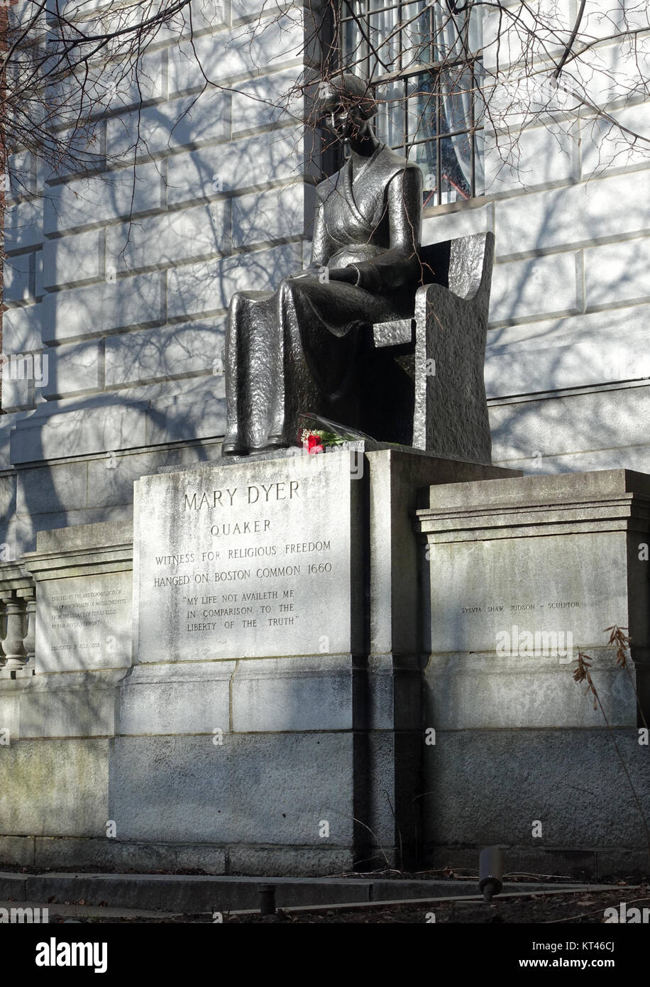 This sculpture, 'Mary Dyer', by Sylvia Shaw Judson, stands in Boston ...