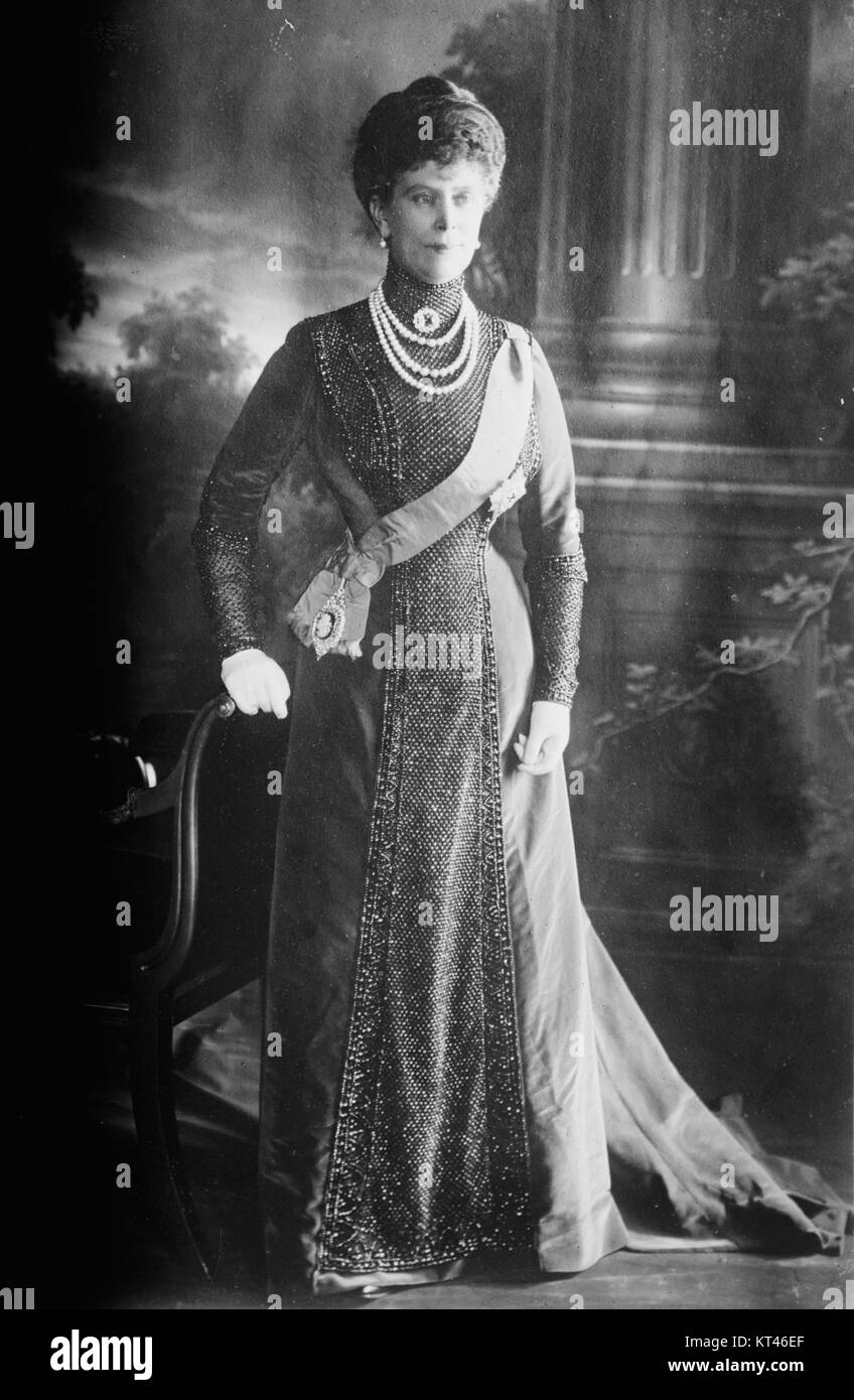 A cropped portrait of Mary of Teck, the Queen consort of King George V ...