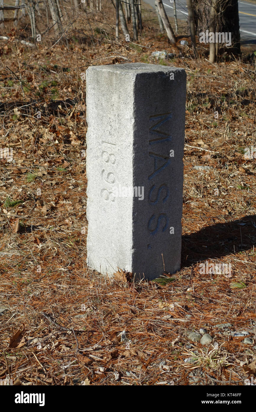 This image shows the Massachusetts state line marker in Alford ...