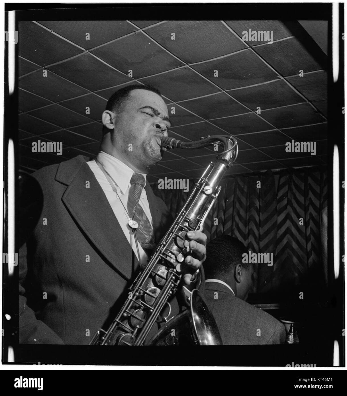 A portrait of Arnett Cobb, a famous jazz saxophonist, taken between ...