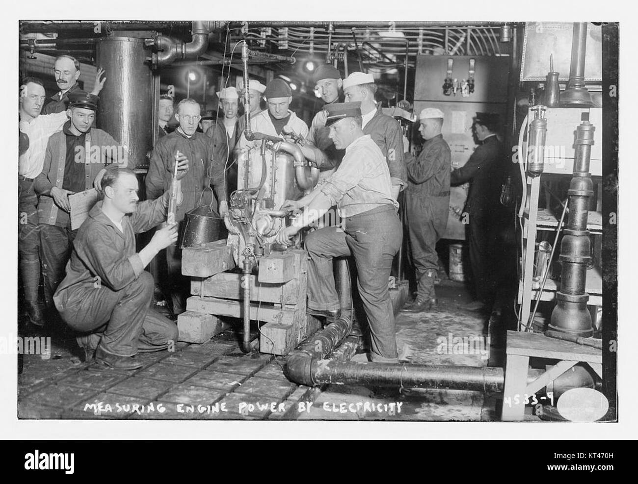 This photograph shows a technical setup for measuring engine power ...