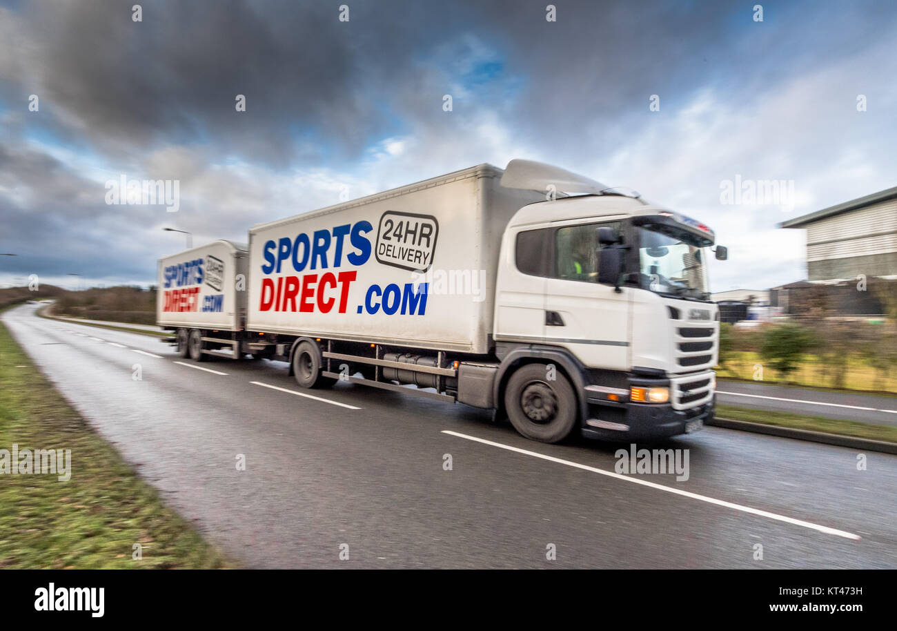 Sports Direct .com goods truck on its way to the main distribution hub ...