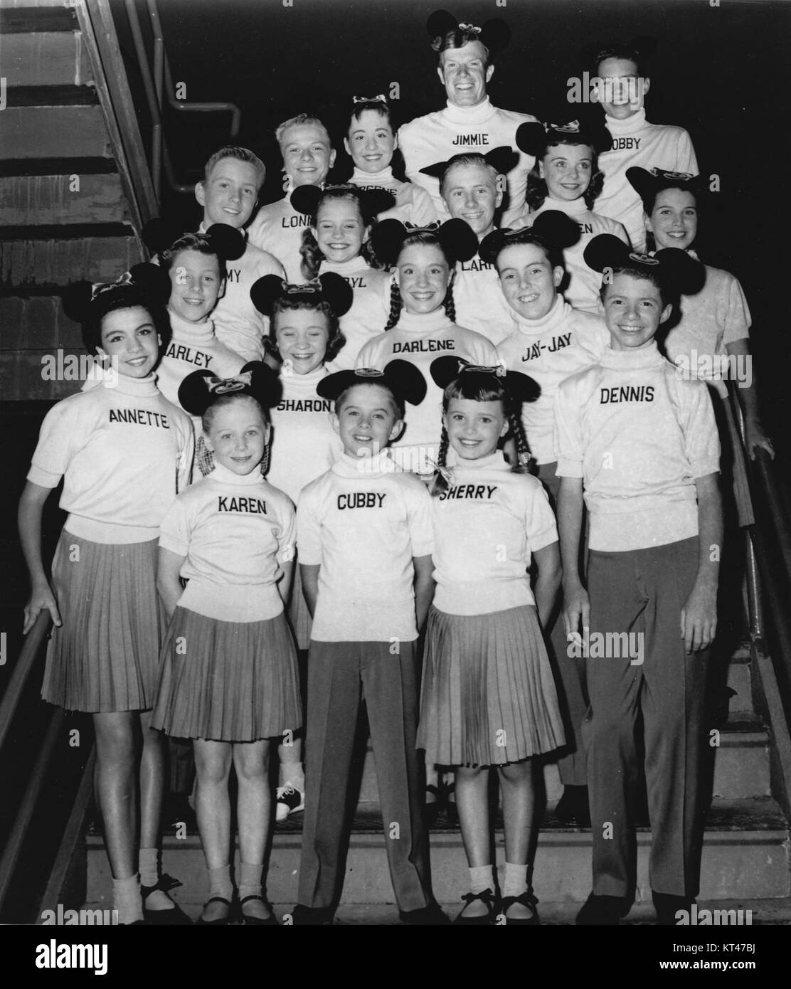 A photograph of the 1957 Mickey Mouse Club Mouseketeers, featuring the ...