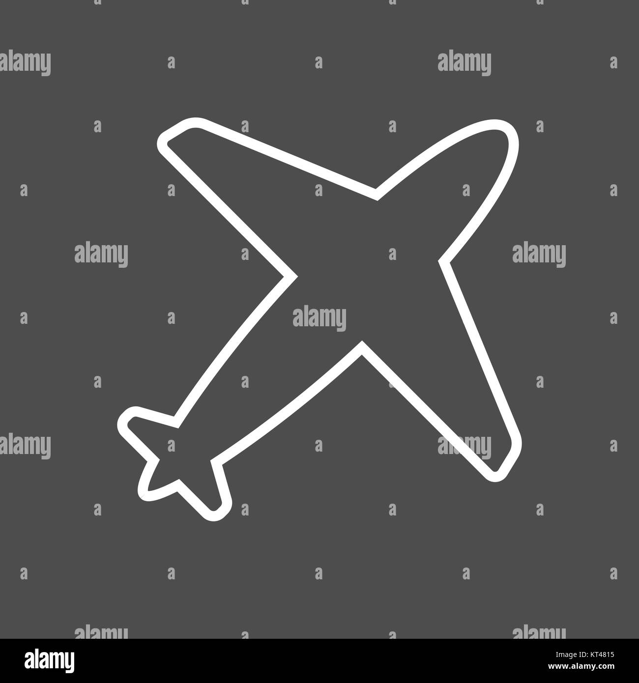 Airplane icon in thin outline style. Aviation transportation take-off ...