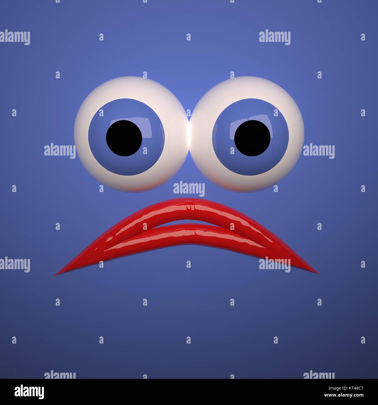 Sad face over blue background Stock Photo - Alamy