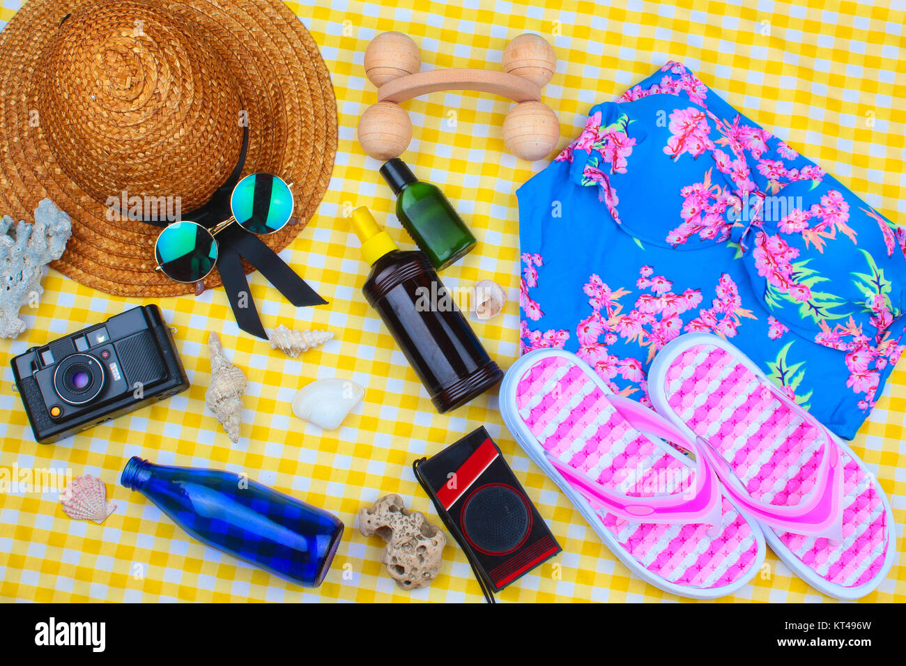 Beach Time Summer Travel Kit featuring sleepers, bikini, radio, sun ...