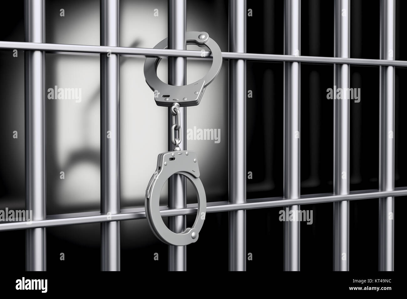 Prison bars with handcuffs, 3D rendering Stock Photo - Alamy