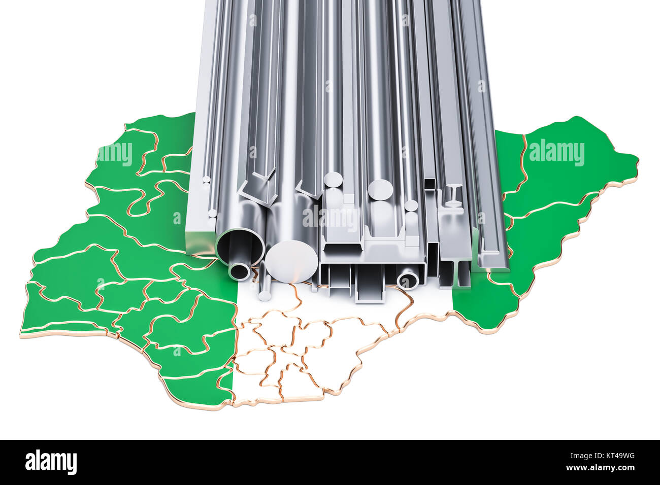 Trade of metal products in Nigeria, concept. 3D rendering isolated on ...